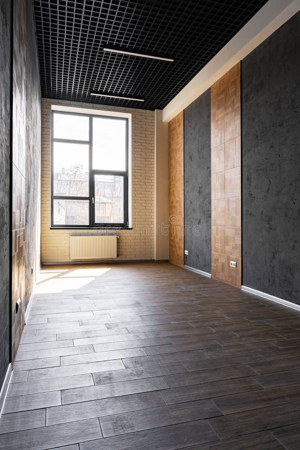 Empty Open Space Office Room with Window Stock Photo - Image of glass ...
