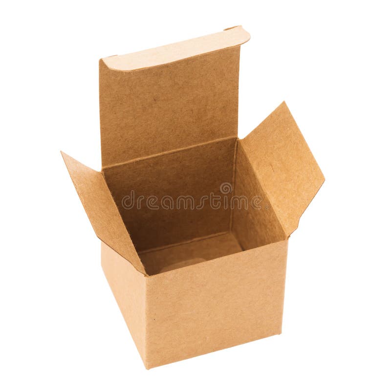 Empty Open Square Cardboard Box Isolated on White Background Stock ...