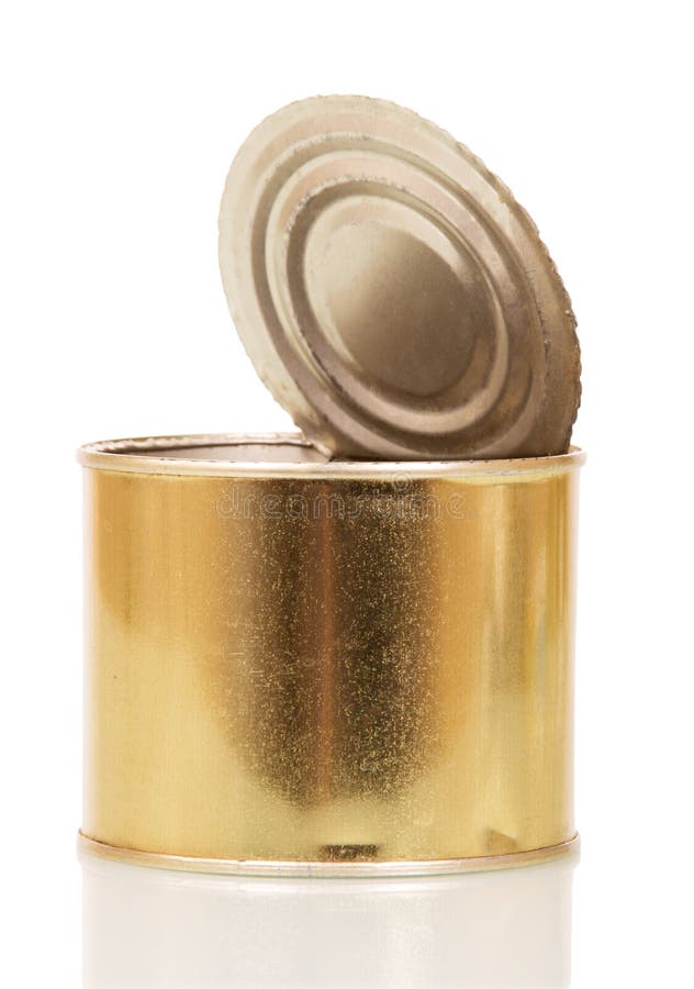 Empty Open Tin Can on a White Stock Image - Image of package, chrome ...