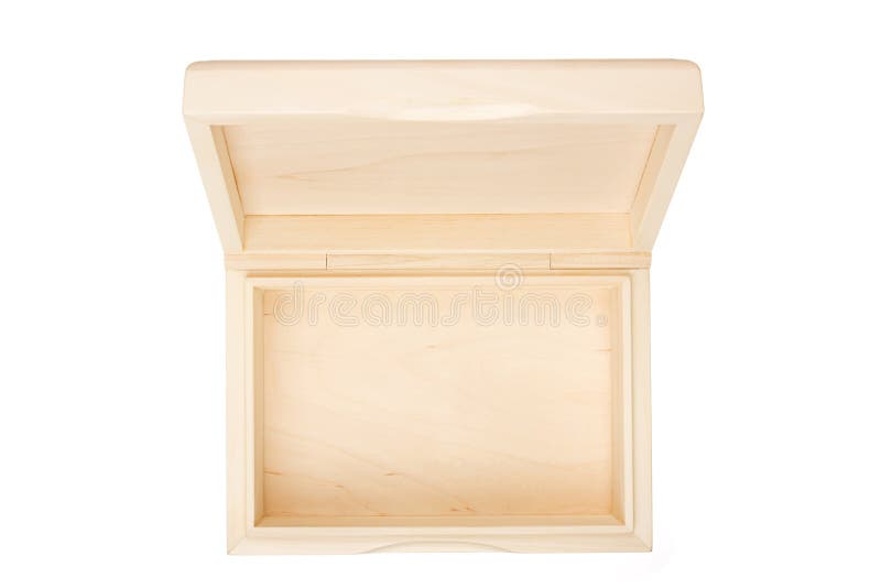 Empty Open Wooden Box Isolated on a White. Stock Photo - Image of open ...