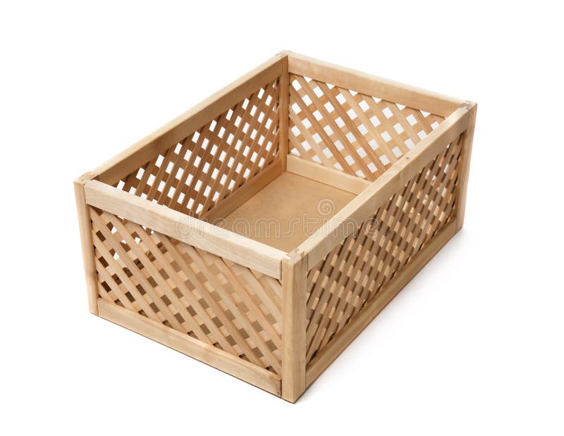 Empty Open Wooden Crate on White Stock Photo - Image of pattern, goods ...