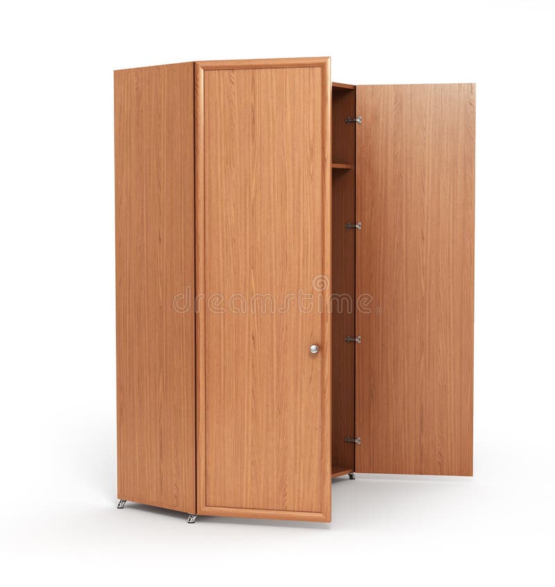 Empty open wooden wardrobe stock illustration. Illustration of shelf ...