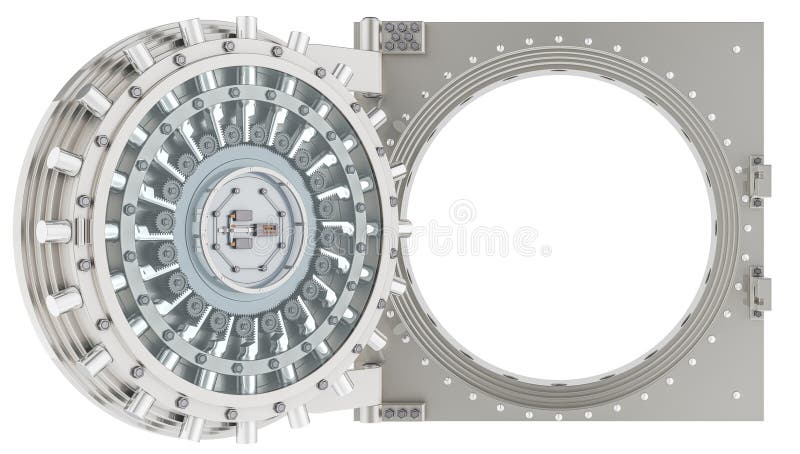 Empty Opened Bank Vault Door, 3D Rendering Stock Illustration ...