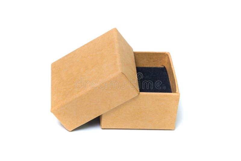 Empty Opened Brown Small Cardboard Box With Lid For Mock Up Isolated On ...