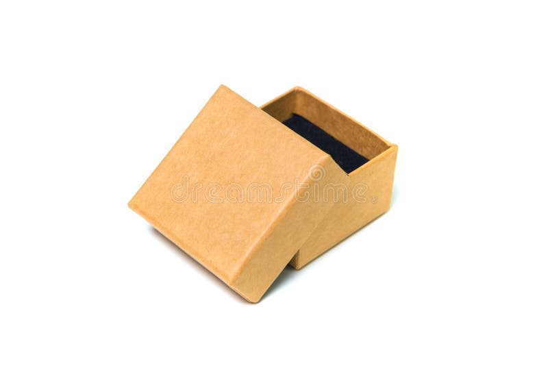 Empty Small Brown Cardboard Box with Lid for Mock Up Isolated on White ...
