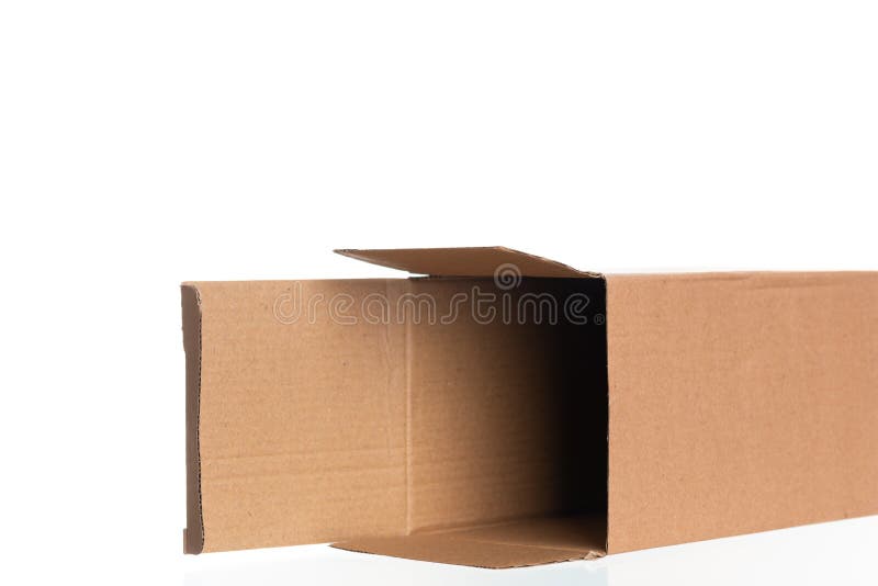 Empty Opened Cardboard Box Isolated on White Stock Photo - Image of ...