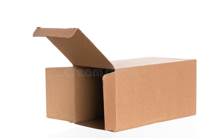 Empty Opened Cardboard Box Isolated on White Stock Image - Image of ...