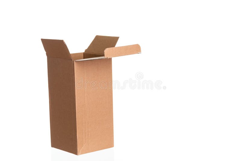 Empty Opened Cardboard Box Isolated on White Stock Photo - Image of ...