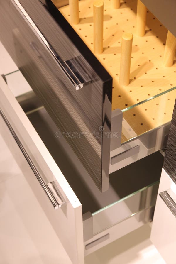 Empty Opened Kitchen Drawer Stock Image - Image of chest, furniture ...