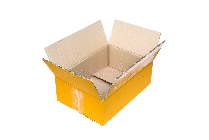 Empty Opened Brown Small Cardboard Box With Lid For Mock Up Isolated On ...