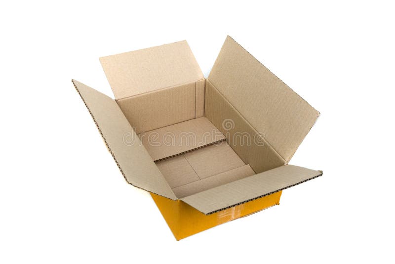Empty Small Brown Cardboard Box with Lid for Mock Up Isolated on White ...