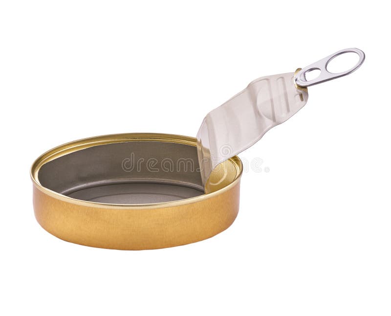 Empty Opened Steel Can with Lid Isolated on a White Background Stock ...