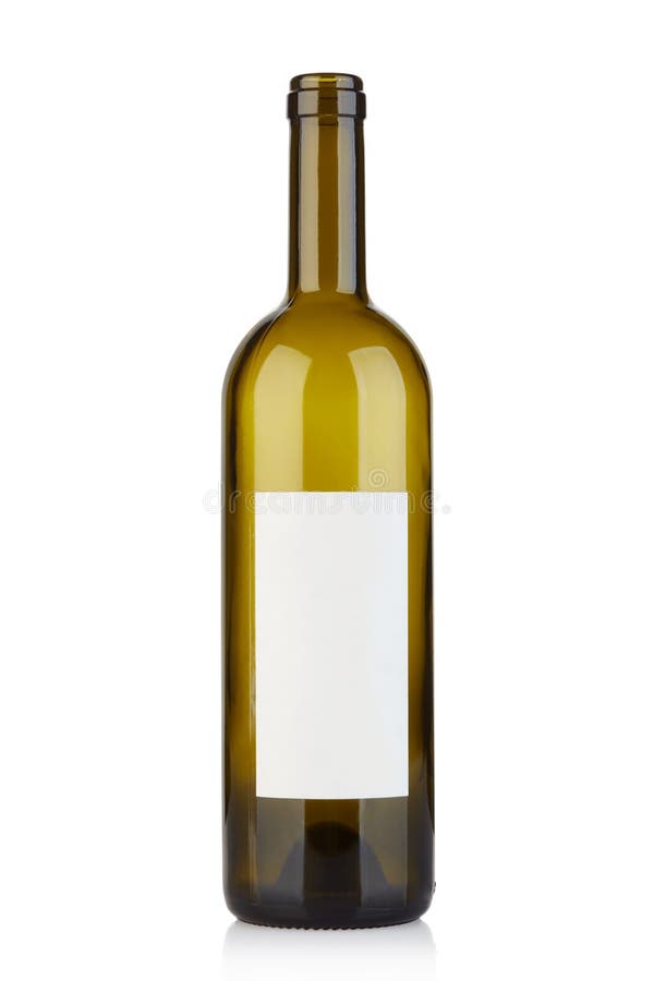 Empty Opened Wine Bottle with Blank Label on White Stock Image - Image ...