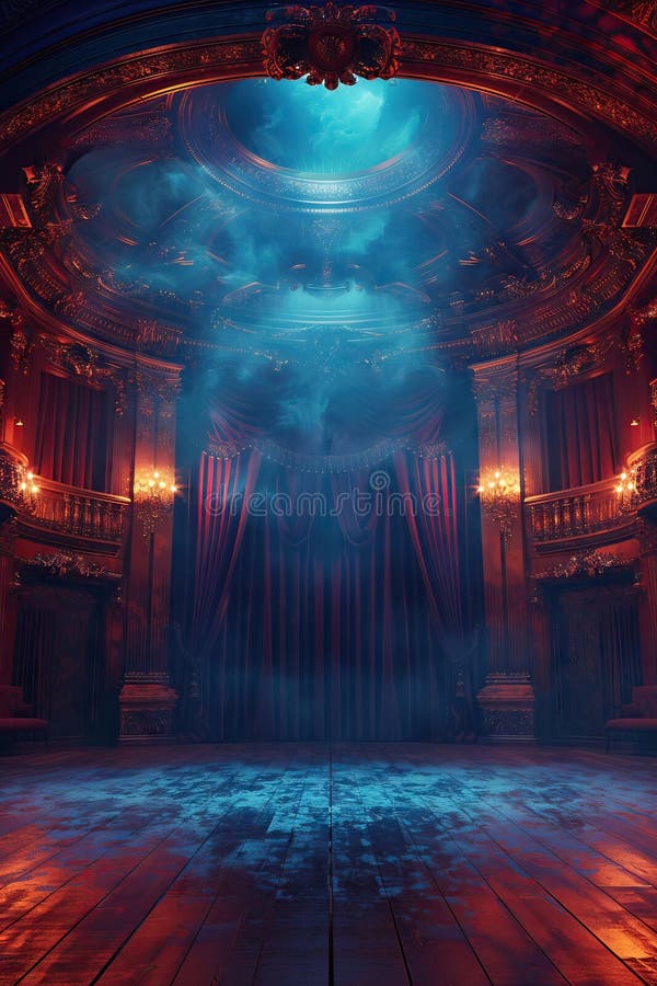 Empty Opera Stage with Spotlight Theater Lighting and Colorful ...