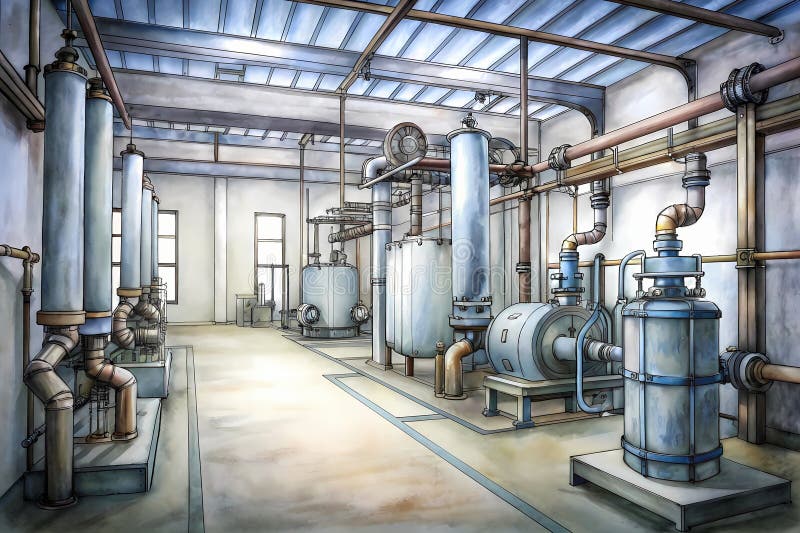 Empty Operating Hall Asian Industrial Setting Highlights Diligence and Precision in Hydrogen ...