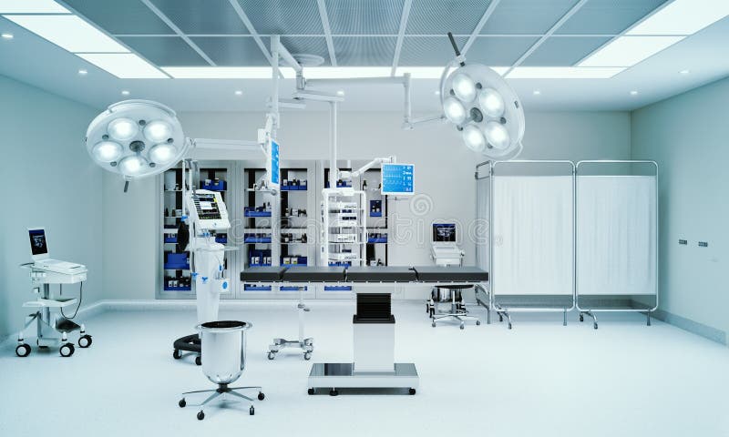 Empty Operating Room with Medical Equipment Stock Illustration ...
