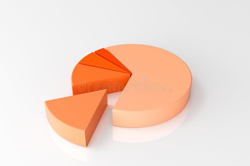 Empty Orange 3D Pie Chart Whit White Background Stock Illustration ...