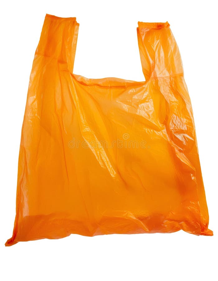 Empty Orange Plastic Bag Isolated on Transparent Background with ...