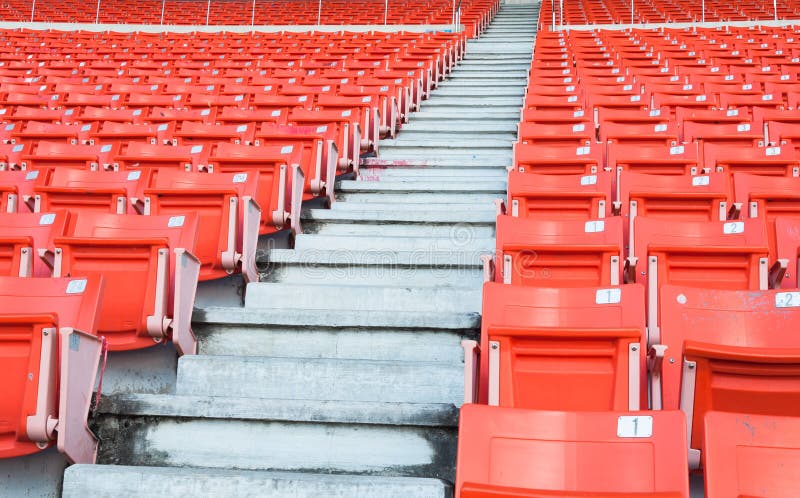 Empty Orange Seats at Stadium,Rows Walkway of Seat on Soccer Stadium ...