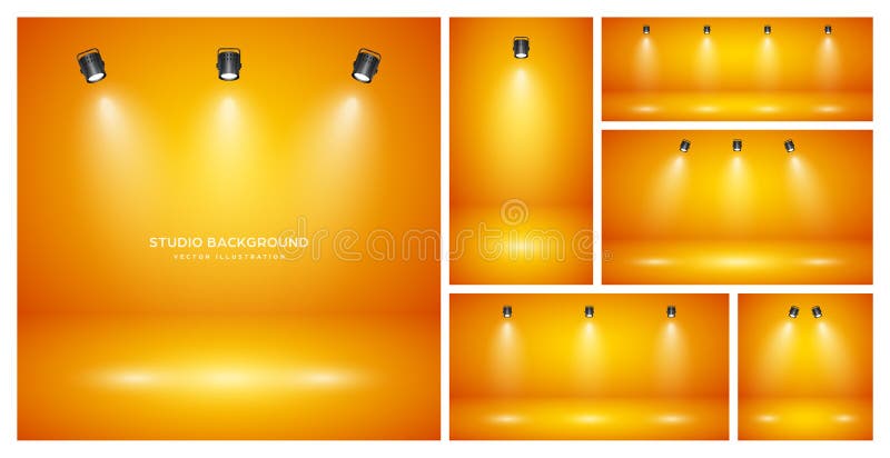 Empty Orange Studio Abstract Backgrounds with Spotlights. Product ...