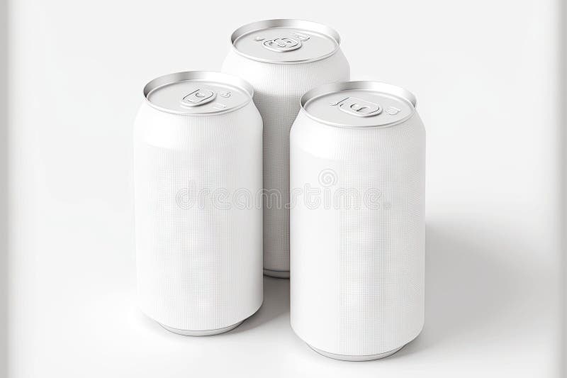 Empty Ordinary Aluminum Cans Mockup for Sugary Drinks Isolated on White ...