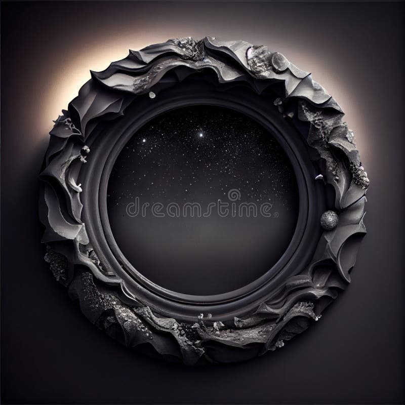 An Empty Ornamental Stone Circle Frame on Space Background. Stock ...