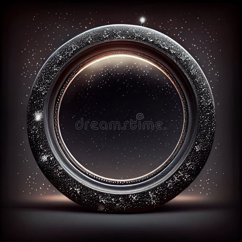 An Empty Ornamental Stone Circle Frame on Space Background. Stock ...