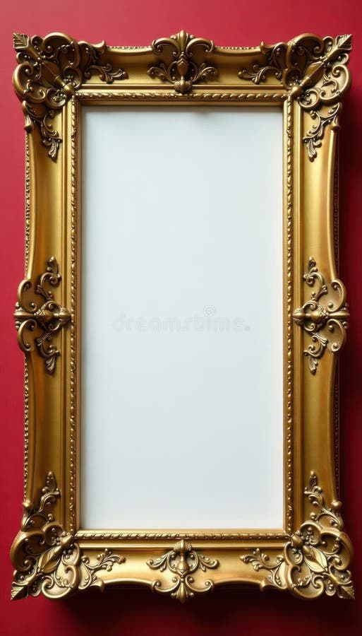 Empty Ornate Golden Frame Showcasing Blank Canvas , Decor, Gallery ...