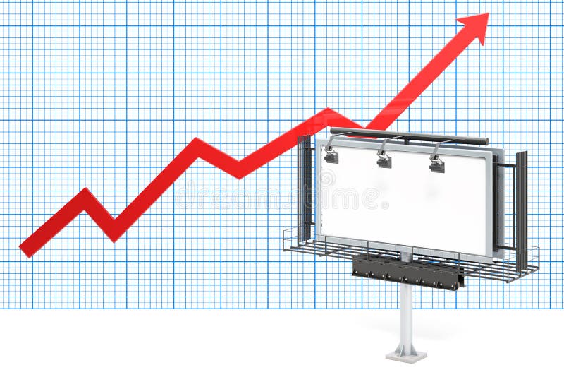 Empty Outdoor Advertising Billboard with Growing Chart. 3D Rendering ...