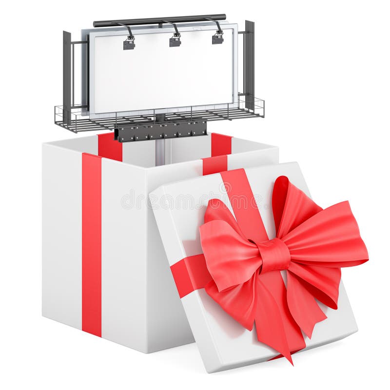 Empty Outdoor Advertising Billboard Inside Gift Box, Present Concept ...