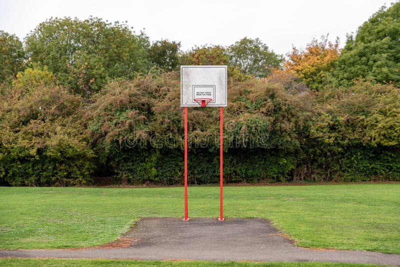 Empty Outdoor Basketball Field Park with Trees Stock Image - Image of ...