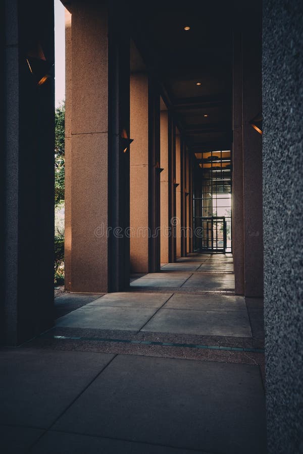 Empty Outdoor Corridor of a Building Lined with Columns Stock Photo ...