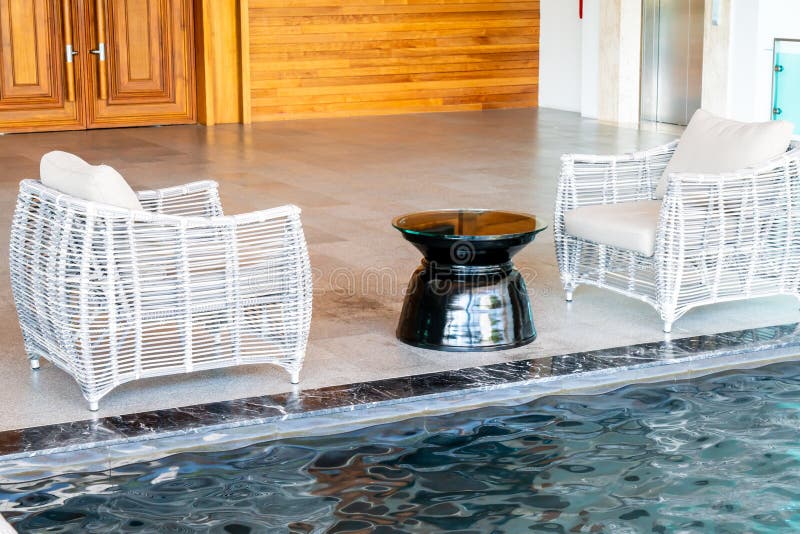 Empty Outdoor Patio Table and Chair Stock Image - Image of plant ...