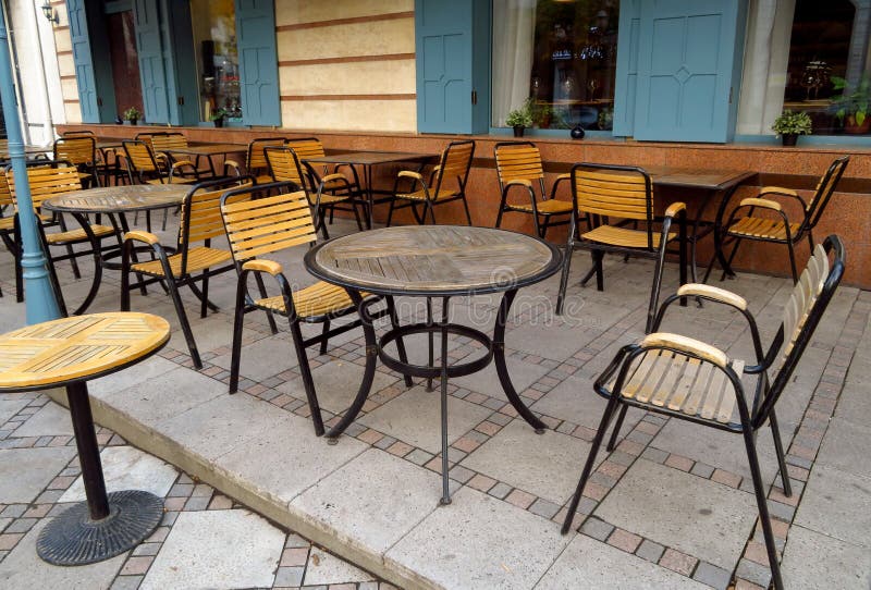 Empty outdoor restaurant stock image. Image of outside - 103640121