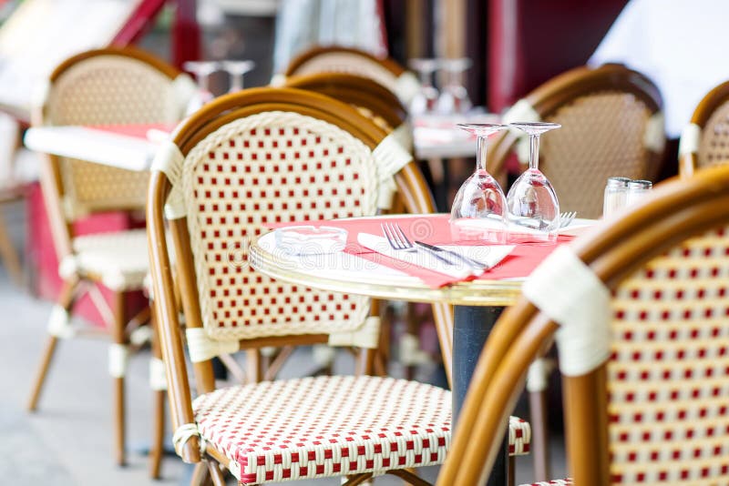 Empty Outdoor Restaurant Table in Paris, France Stock Image - Image of ...