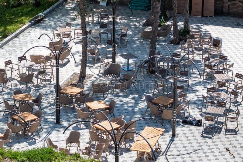 Empty Outdoor Restaurant Table In Paris, France Stock Photo - Image of ...