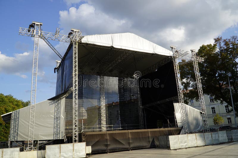 Empty Outdoor Stage - Front, Side View Stock Photo - Image of summer ...