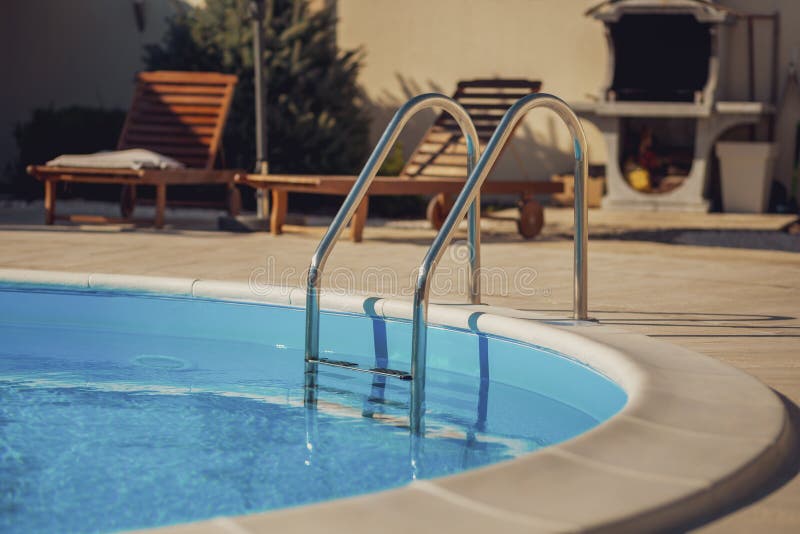 Empty Outdoor Swimming Pool Stock Photo - Image of leisure, patio ...