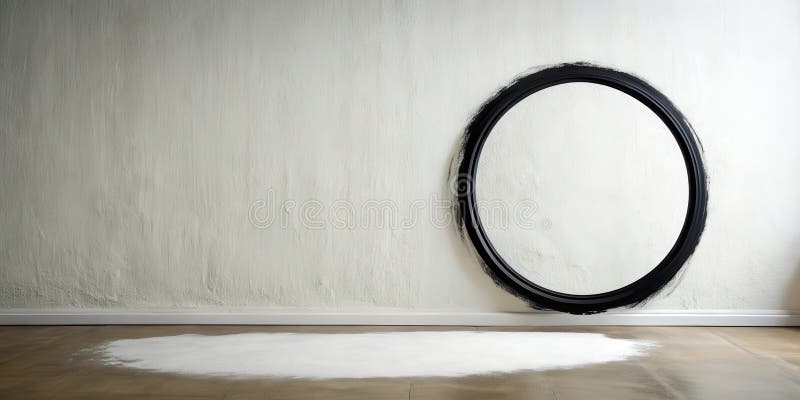 Empty Oval Frame Leaning Against Textured Wall with Powdered Substance ...