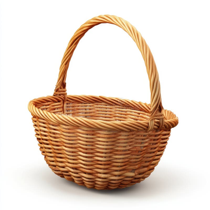 Empty Wicker Basket Isolated on White Background. Generative Ai Stock ...