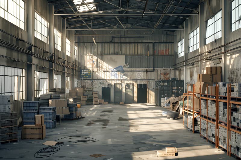 Empty Overloaded Warehouse Storage Room Stock Illustration ...