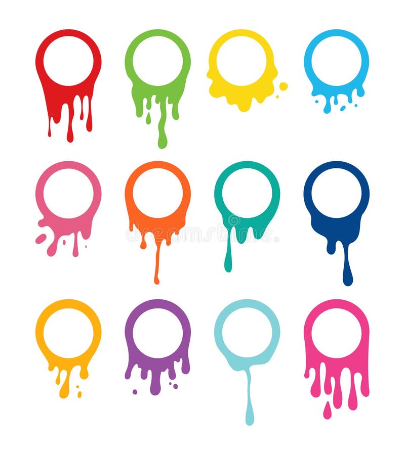 Empty Paint Round Splashes with Drops, Liquid Shape, Stains. Empty ...