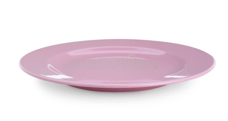 Empty Pale Pink Ceramic Plate Isolated on White Stock Image - Image of ...