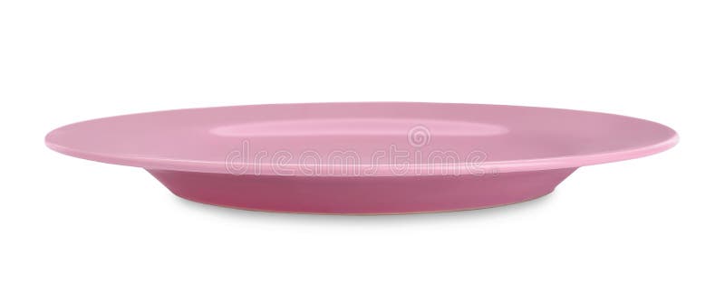 Empty Pale Pink Ceramic Plate Isolated on White Stock Image - Image of ...