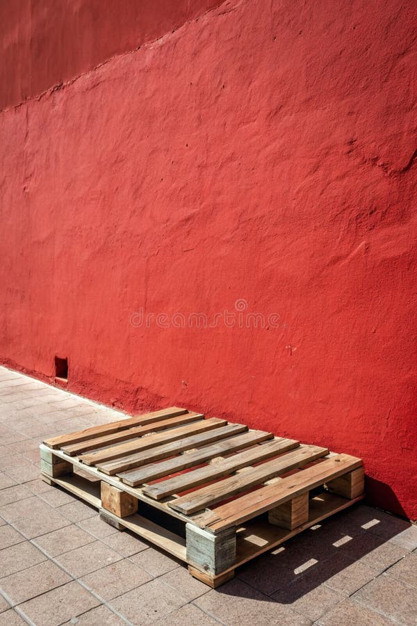 Empty Pallet on Red Plaster Background Stock Illustration ...