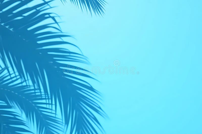 Empty Palm Shadow Blue Color Texture Background with Copy Space Stock ...