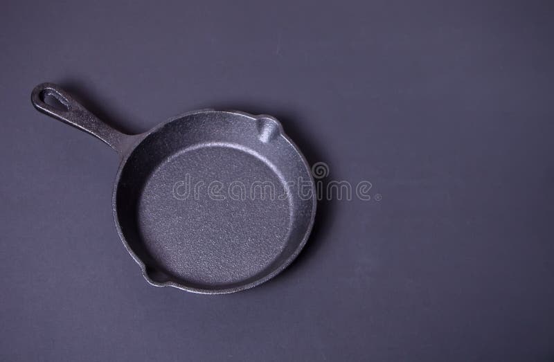 Empty Pan for Cooking on Dark Table, Top View Stock Image - Image of ...