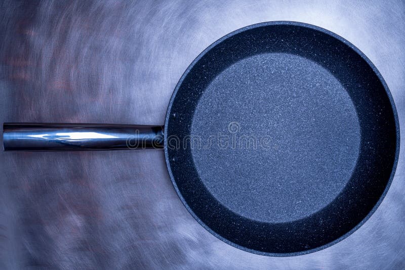 Empty Pan on the Metallic Table Background Stock Image - Image of view ...