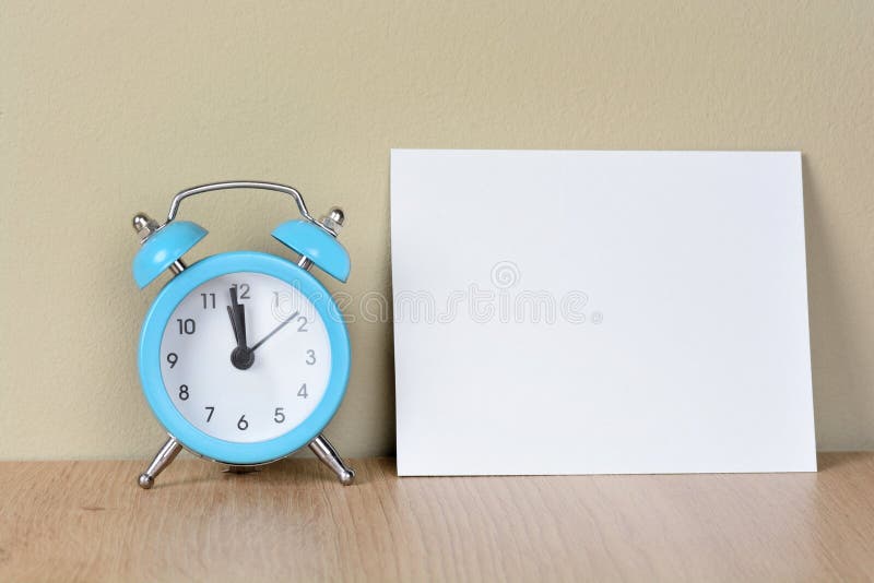 Empty Paper with Alarm Clock on Desk Stock Image - Image of dial ...