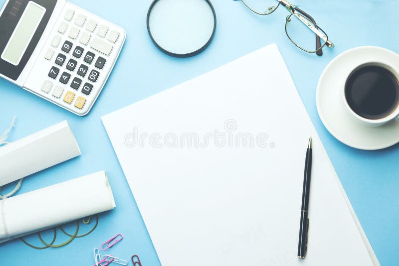Empty Paper and Business Things on Table Stock Image - Image of idea ...